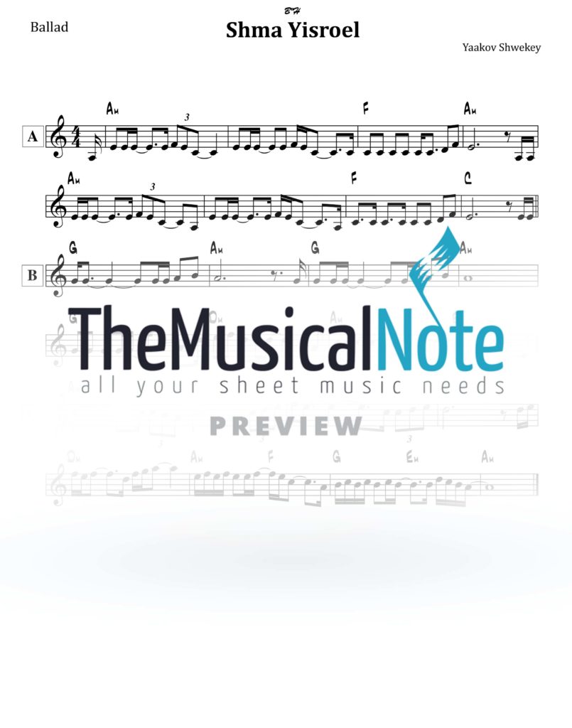 Shma Yisroel – Yaakov Shwekey – Themusicalnote.com