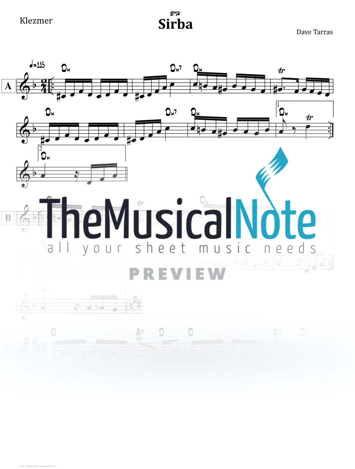 Sirba – Dave Tarras – Themusicalnote.com