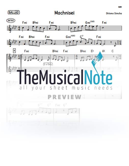 Machnisei – Shlomo Simcha – 2 Liner – Themusicalnote.com